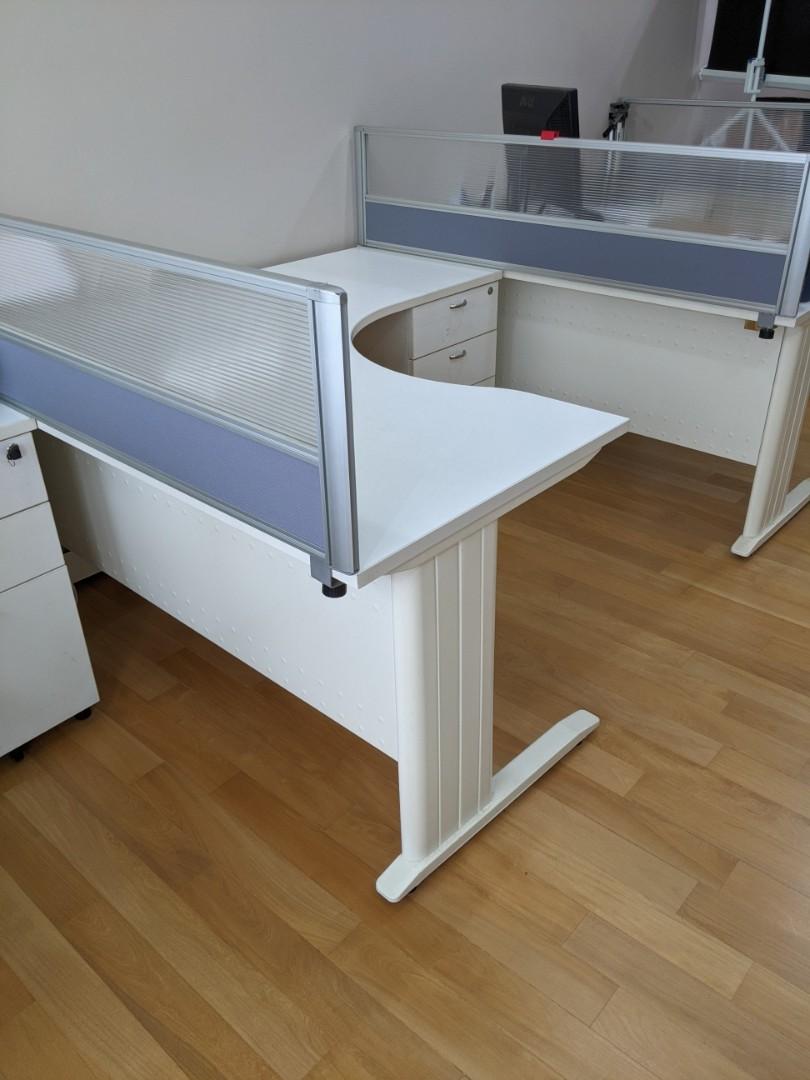 White Office Cubicle Office Desk, Furniture & Home Living, Furniture ...