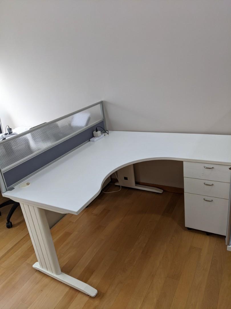 White Office Cubicle Office Desk, Furniture & Home Living, Furniture ...