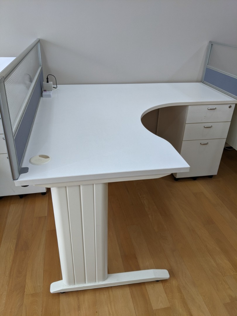 White Office Cubicle Office Desk, Furniture & Home Living, Furniture ...