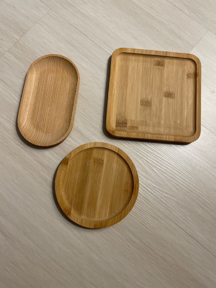 Wooden display plates trays muji look, Furniture & Home Living, Home ...