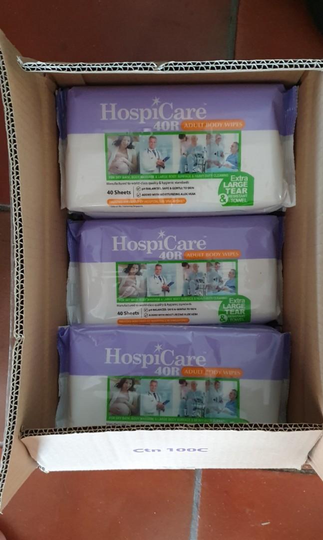 1 carton (18 packs) HospiCare Adult Body Wipes (Per pack 40 sheets ...