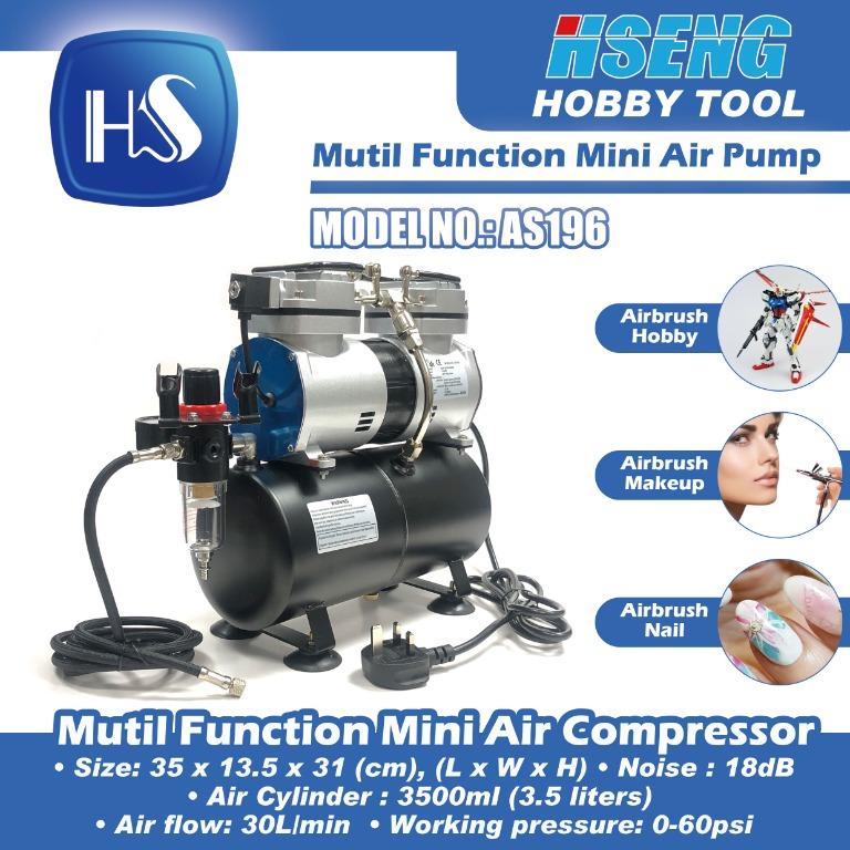 全新 ⚡ HSENG 浩盛 ⚡ AS196 雙馬達氣泵連3.5升氣缸 配水隔 布喉 高清化妝 模型制作 美甲 (自動停機), 興趣及遊戲, 旅行, 旅遊 - 旅行必需品及用品 - Carousell