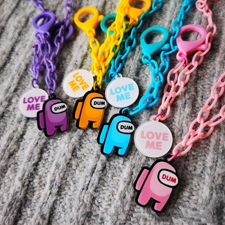 Among Us Kids Mask Chain Necklace, Health & Nutrition, Face Masks ...