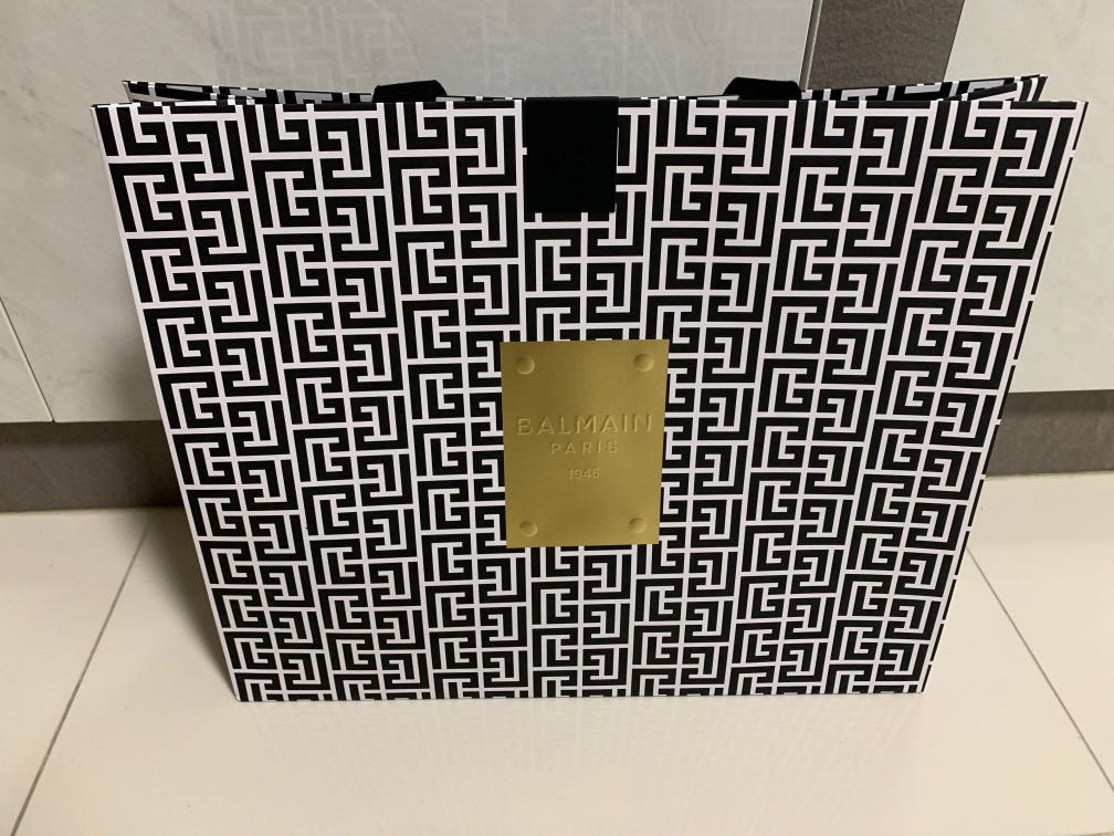 Balmain Monogram Paper Bag, Luxury, Bags & Wallets on Carousell