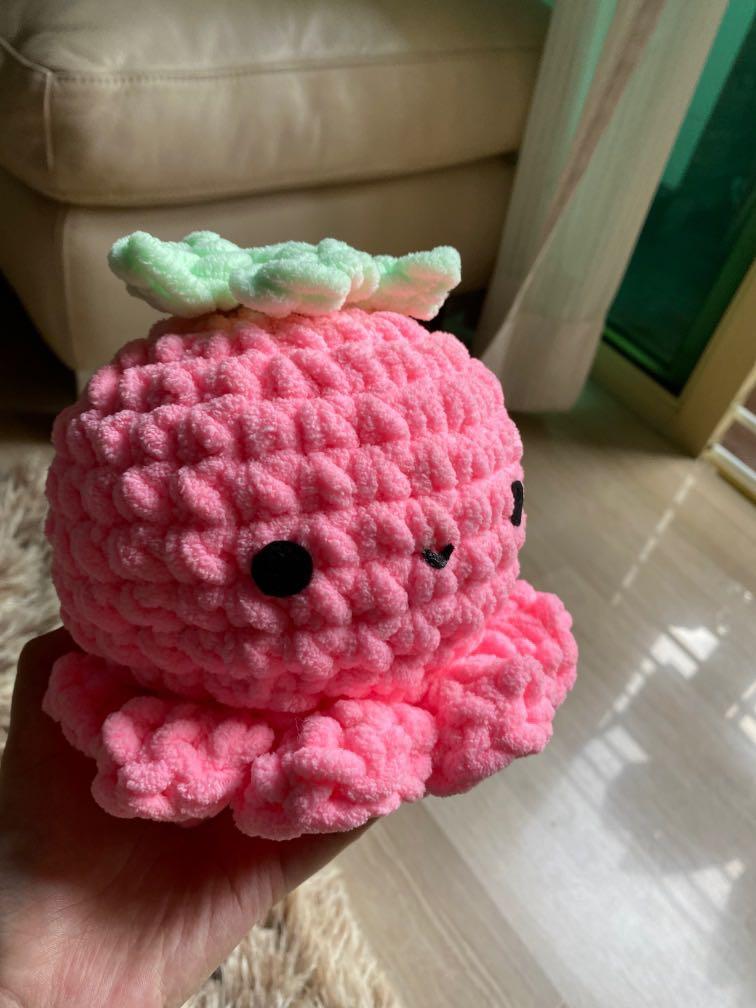 customisable!! cute pink crochet strawberry octopus amigurumi, Hobbies ...