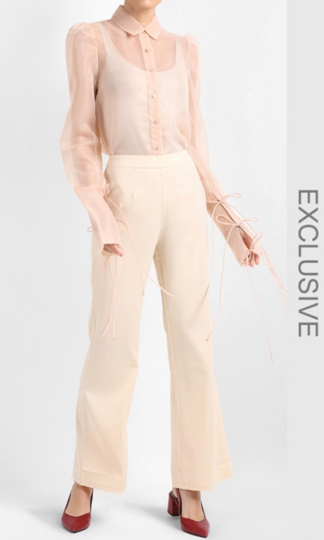 KREE Talia Sheer Top in Nude size M, Women's Fashion, Tops, Blouses on Carousell