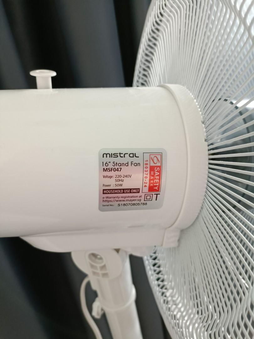 Mistral 16 Inch Stand Fan (White), Furniture & Home Living, Lighting ...