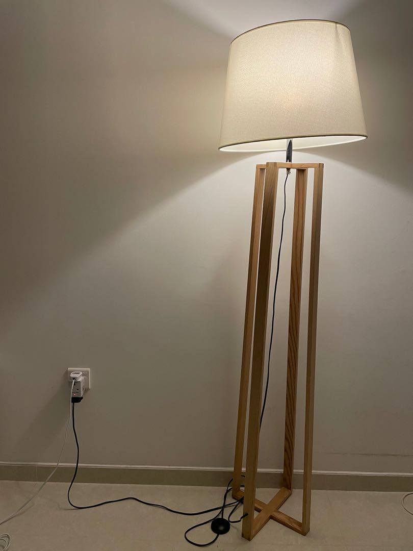 modern wooden standing light, Furniture & Home Living, Lighting & Fans ...