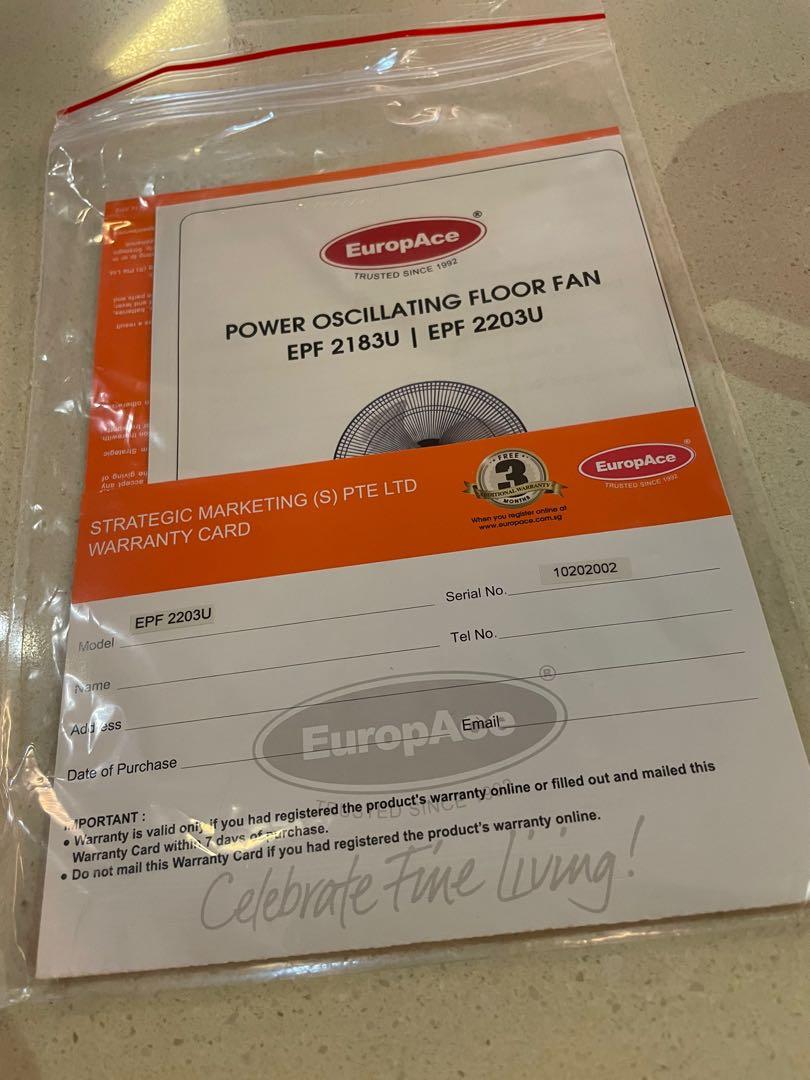Oscillating floor fan (EuropAce), Furniture & Home Living, Lighting ...