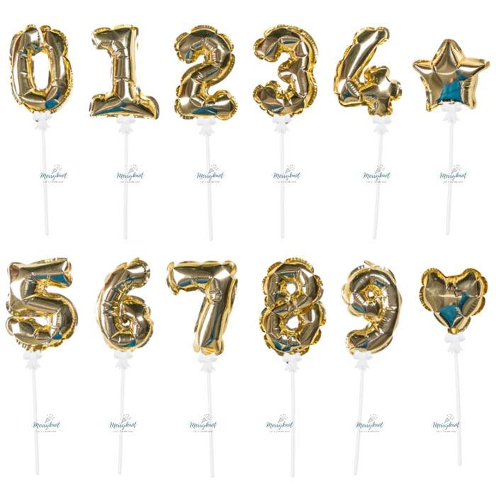 Self inflate Mini Foil Number Balloon Cake Topper Happy Birthday ...