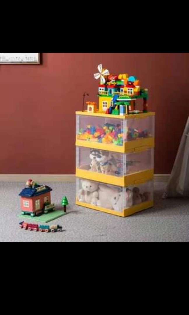 Stackable Lego Top Storage Box with Wheels, Furniture & Home Living ...