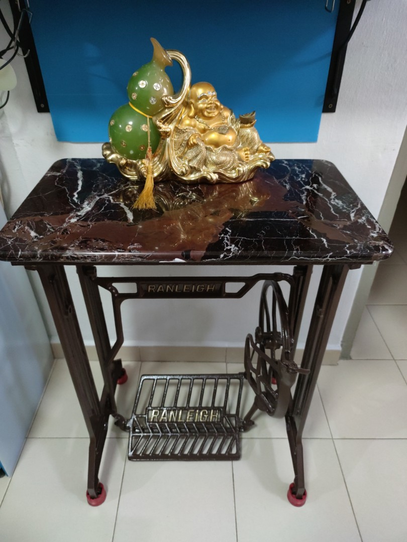 Antique sewing machine stand / marble top, Furniture & Home Living ...