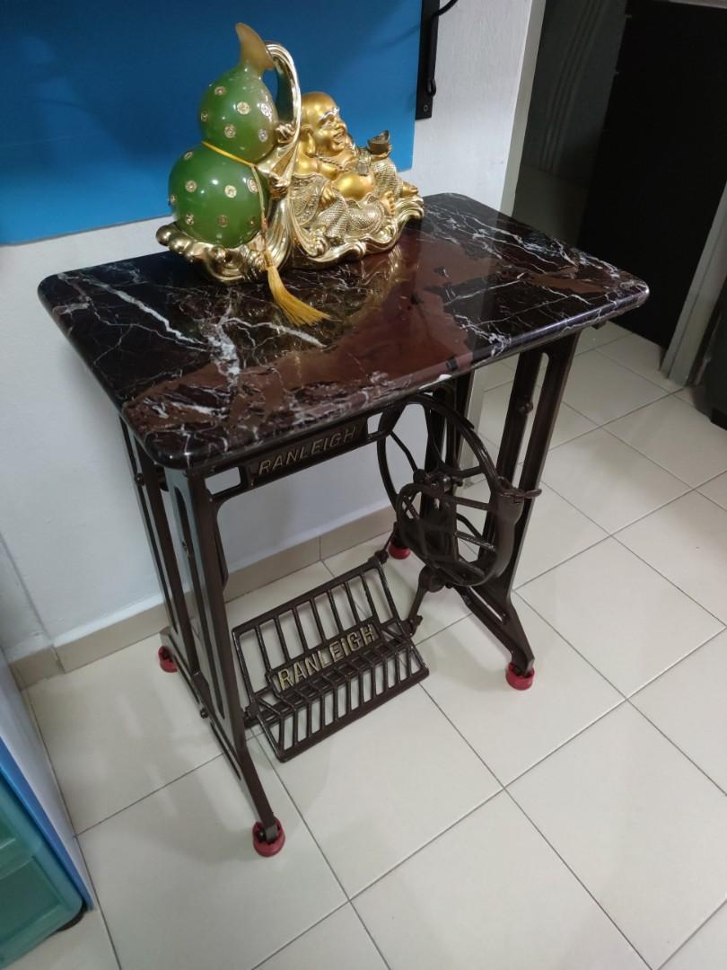 Antique sewing machine stand / marble top, Furniture & Home Living ...