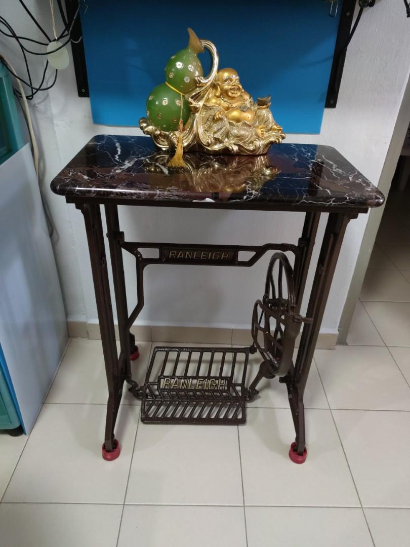 Antique sewing machine stand / marble top, Furniture & Home Living ...