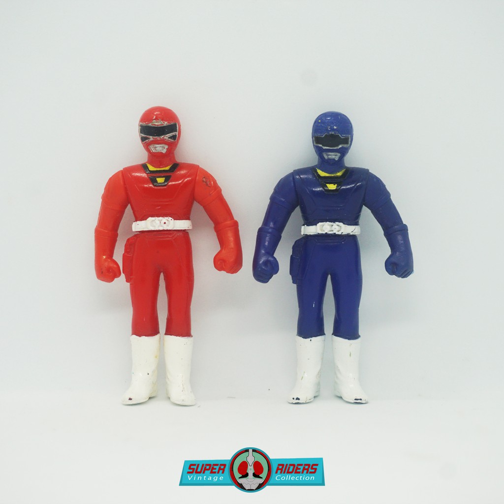 Bandai Gekisou Sentai Carranger Red Racer & Blue Racer 3 inch Sofubi ...