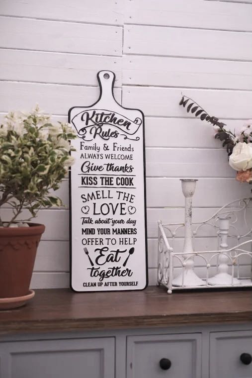 Enamel quality kitchen rules plaque, Furniture & Home Living, Furniture ...
