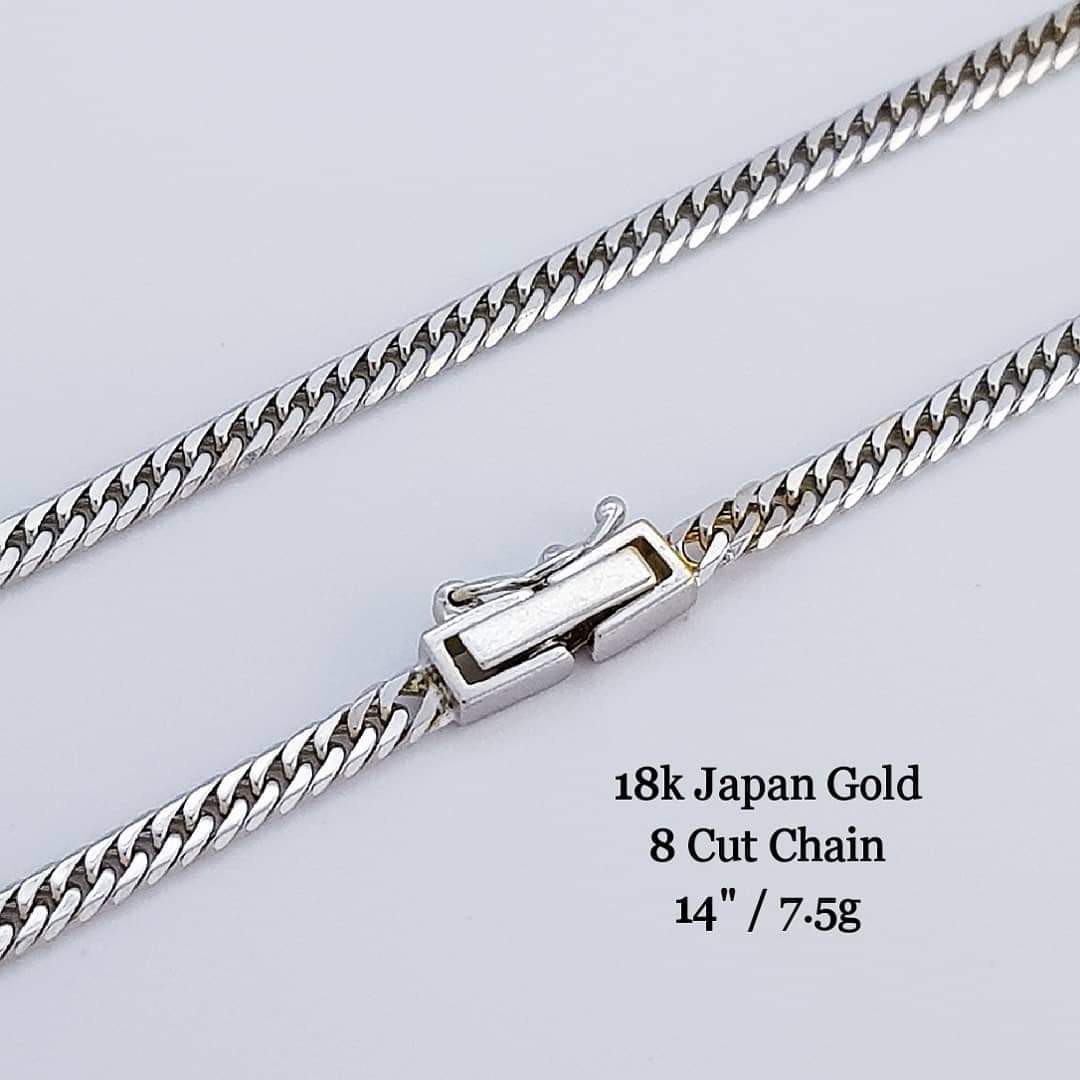 K18 Japan White Gold 8 Cut Chain, Women's Fashion, Jewelry & Organizers ...