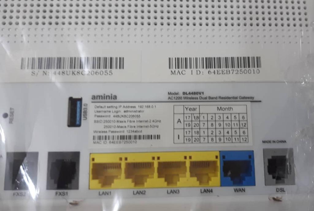 Wireless Modem Router Maxis DL4480V1 , Computers & Tech, Parts ...