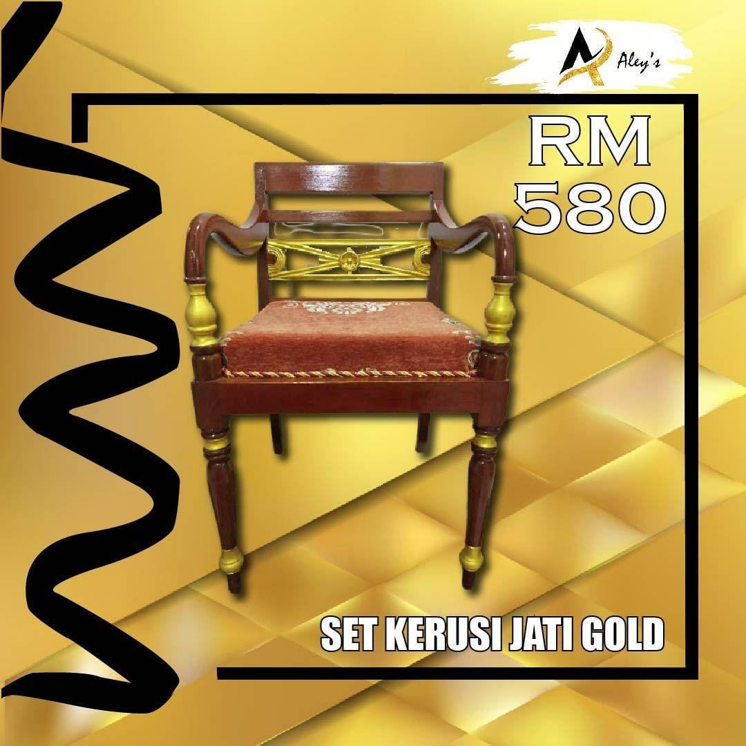 SET KERUSI JATI GOLD, Furniture & Home Living, Furniture, Chairs on ...