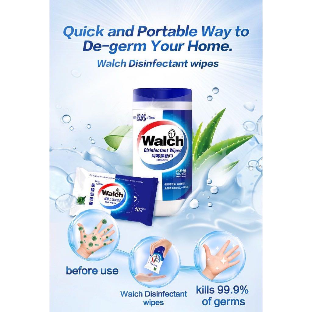 Walch Disinfectant Wipes 42 pieces, Furniture & Home Living, Cleaning ...