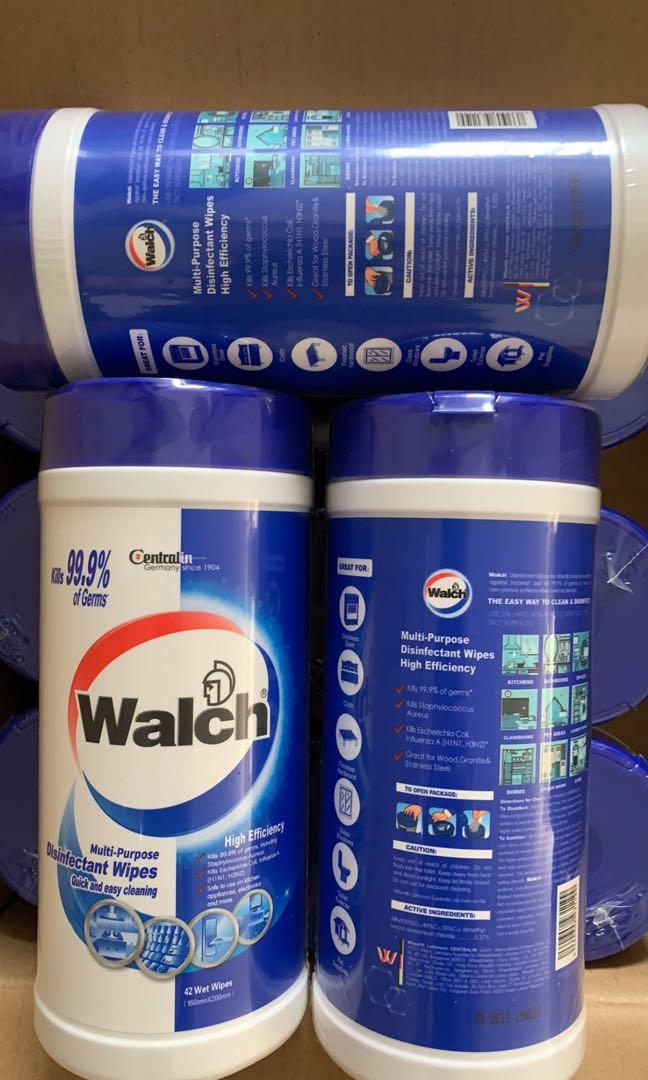 Walch Disinfectant Wipes 42 pieces, Furniture & Home Living, Cleaning ...