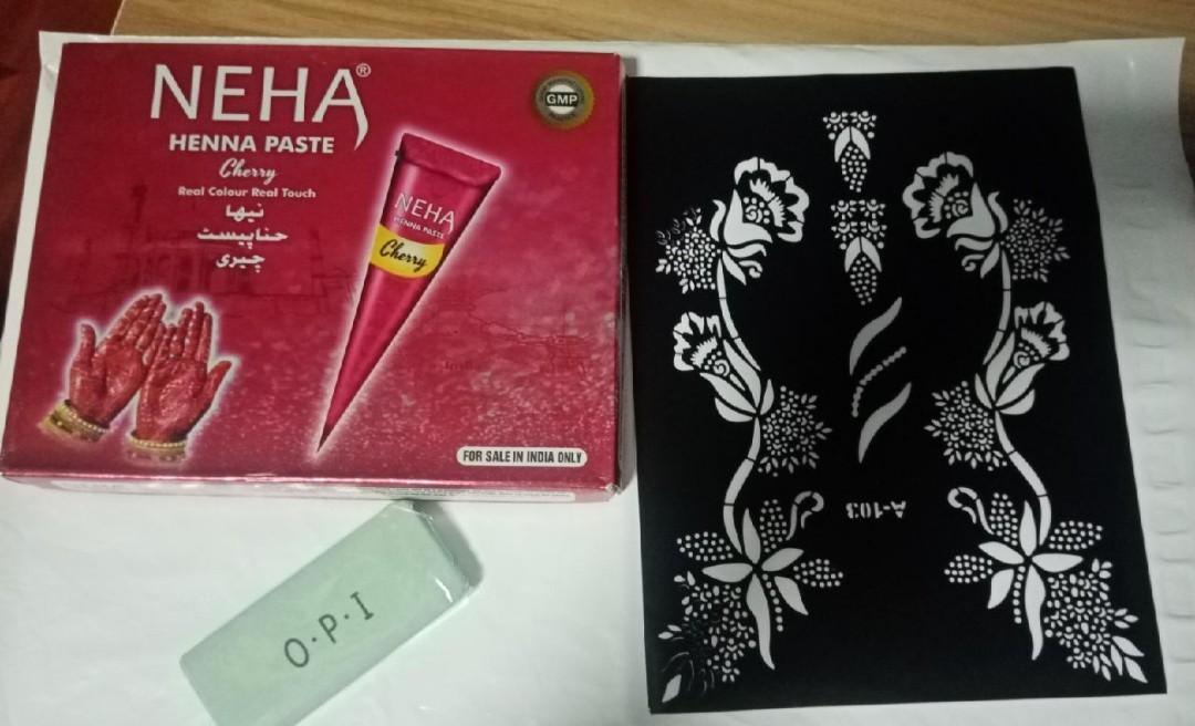 1 Box Neha Cherry + 1 Henna Sticker #inaikuku#inaimerah#hennatemplate# ...