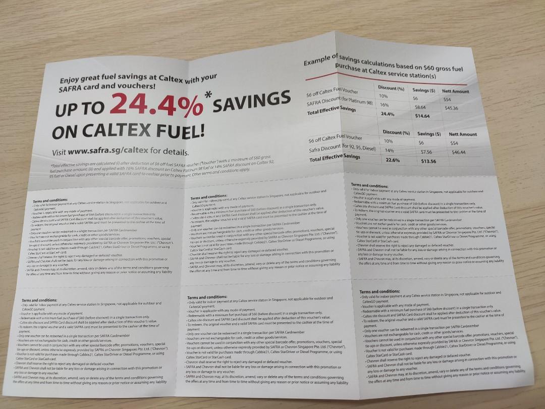 $36 Caltex Fuel Vouchers, Tickets & Vouchers, Vouchers on Carousell