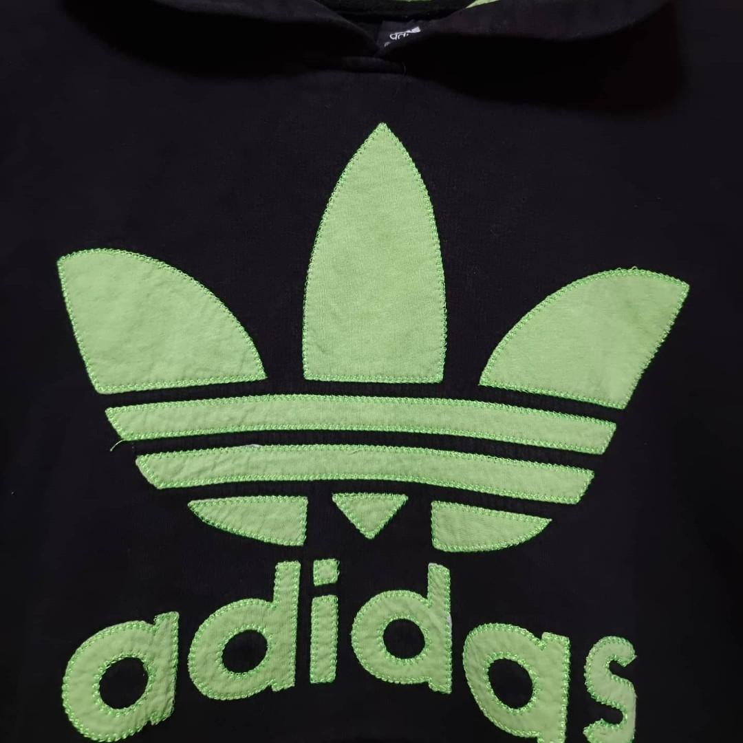 Addias green logo black hoodie, Women's Fashion, Tops, Other Tops on ...