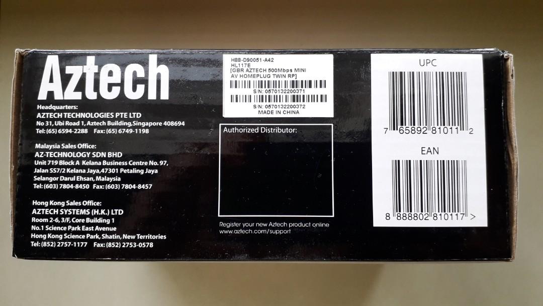 Aztech HL117E, 500Mbps AV HomePlug Adapter- Twin Pack, Computers & Tech ...