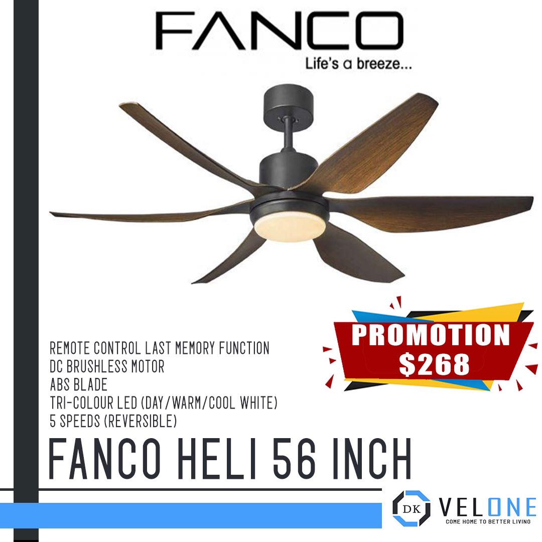 Fanco HELI DC Ceiling Fan with Light, Furniture & Home Living, Lighting ...