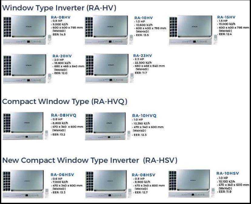 HITACHI WINDOW TYPE INVERTER AIRCON, TV & Home Appliances, Air ...