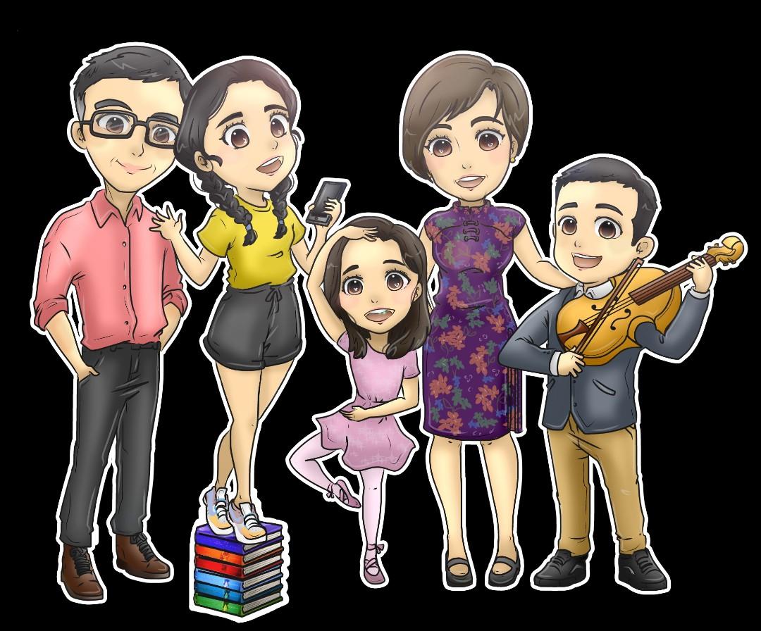 Illustration Gift Special Art Commission Chibi Family Portrait, Hobbies ...