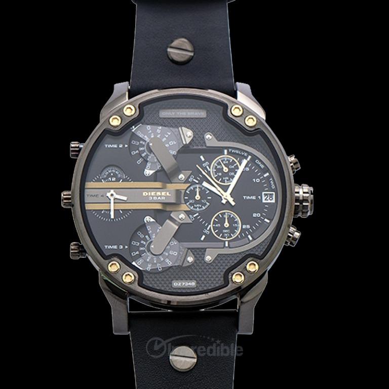 [NEW] Diesel Mr. Daddy 2.0 Black Dial Black Leather Men's Watch DZ7348 ...