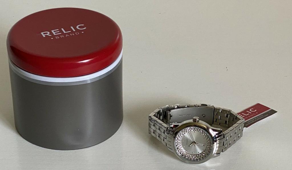RELIC PATRICIA STAINLESS STEEL CRYSTALS-ACCENTED BRACELET WATCH $100 ...