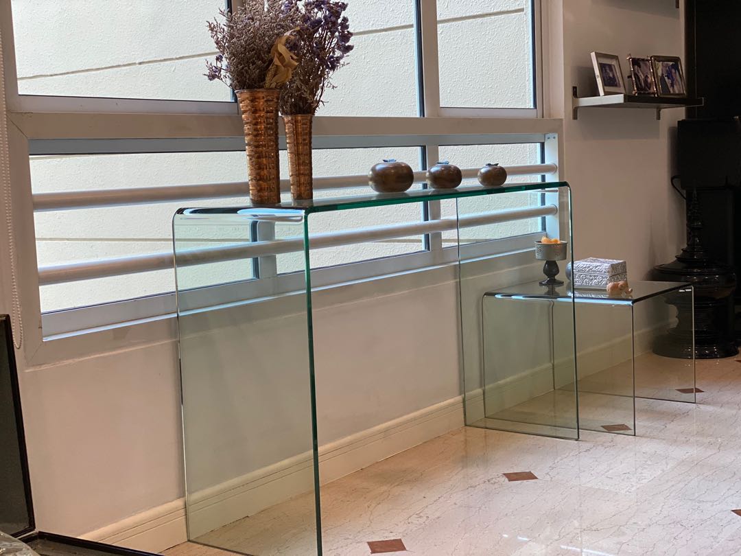 Set of glass stand and small table, Furniture & Home Living, Furniture ...