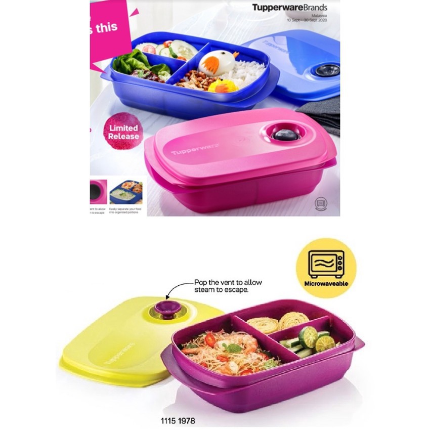 Tupperware Crystalwave Microwavable Divided Lunch Box, Home Appliances ...