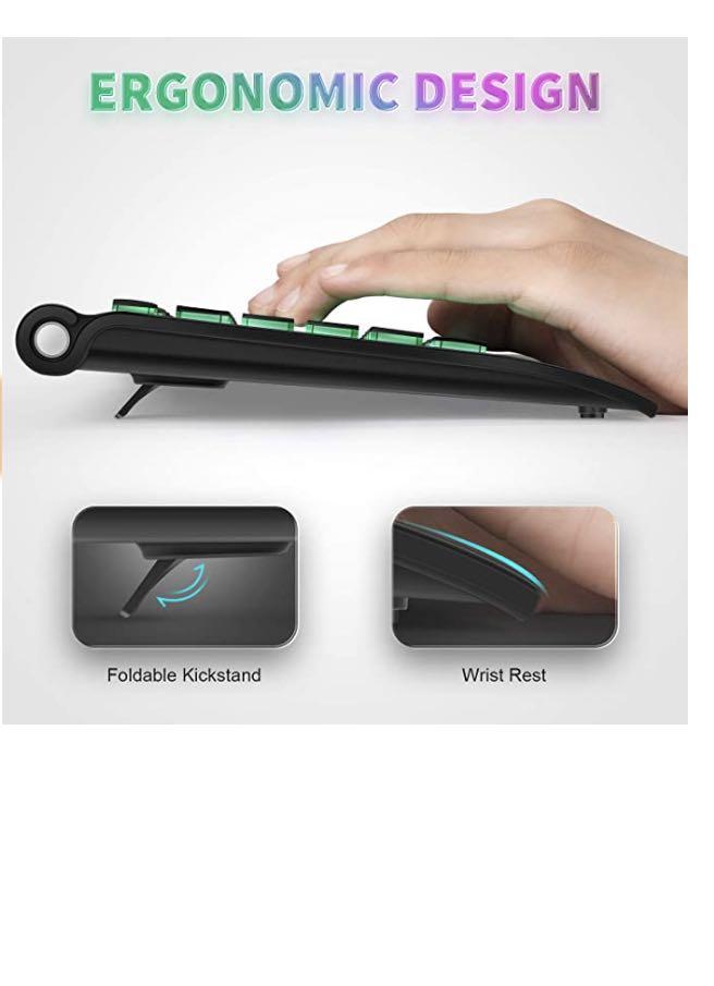 USB Wired Backlit Keyboard, Jelly Comb Wired Full Size Illuminated ...