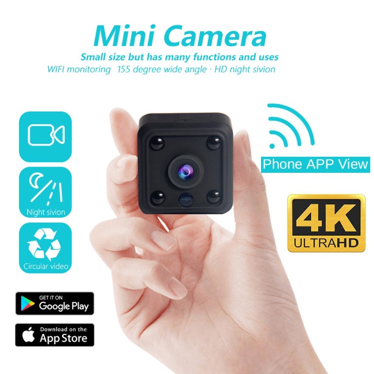New Upgraded Live-view 4K FHD 8MP Mini WiFi IP Camera Built-in Battery ...