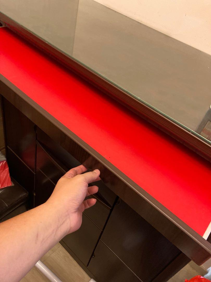 Altar table with glass top and solid wood door excellent condition ...