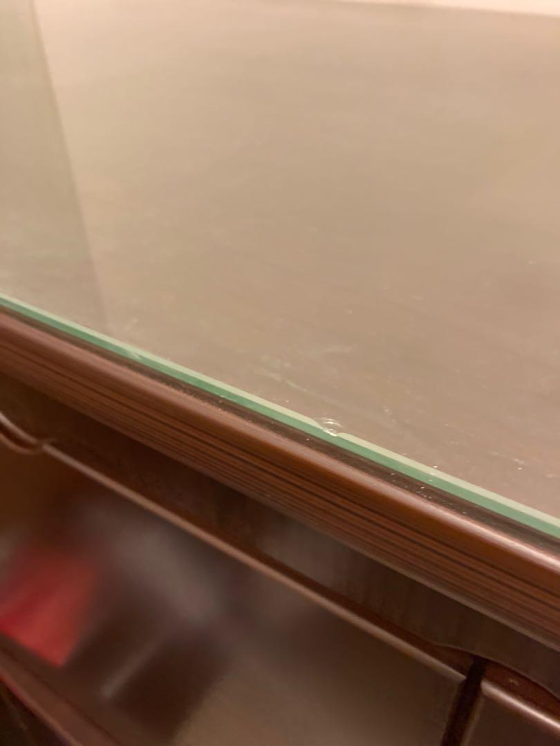 Altar table with glass top and solid wood door excellent condition ...