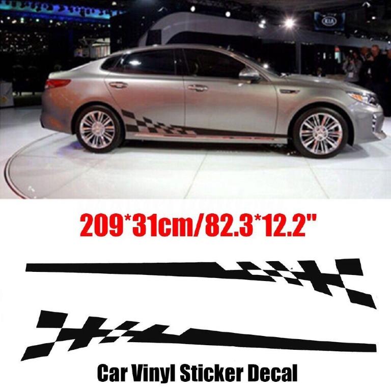 Car Side Body Vinyl Checker Racing Decal Sticker, Motorcycles ...