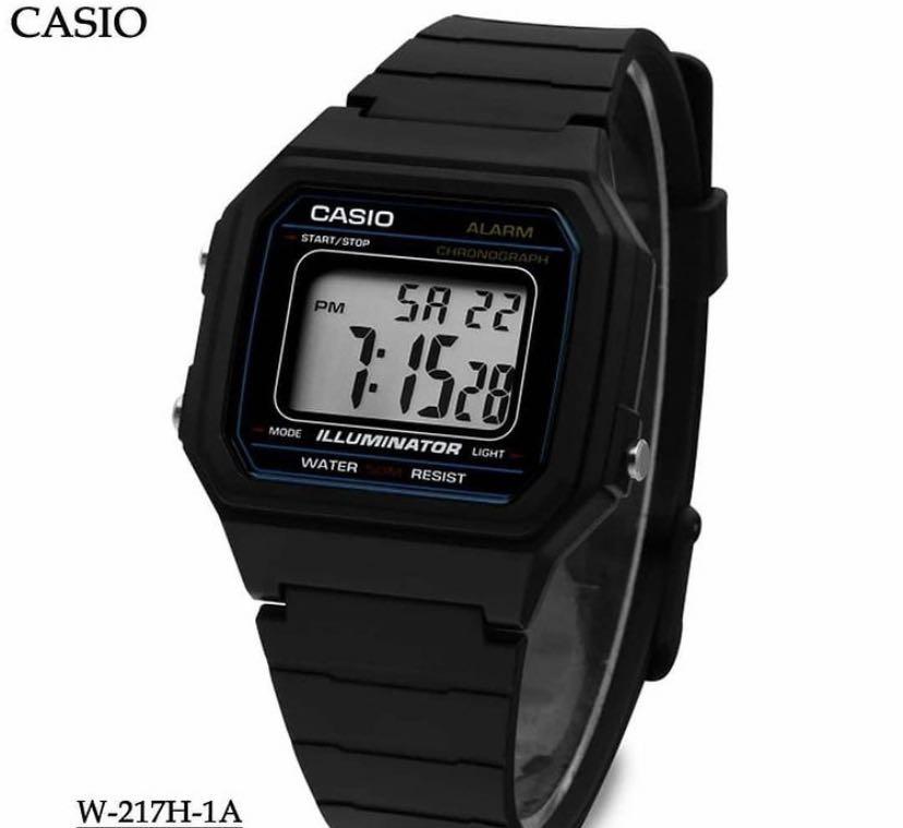 Casio W-217H-1A Digital Quartz Illuminator W217H-1A Black Strap Watch ...