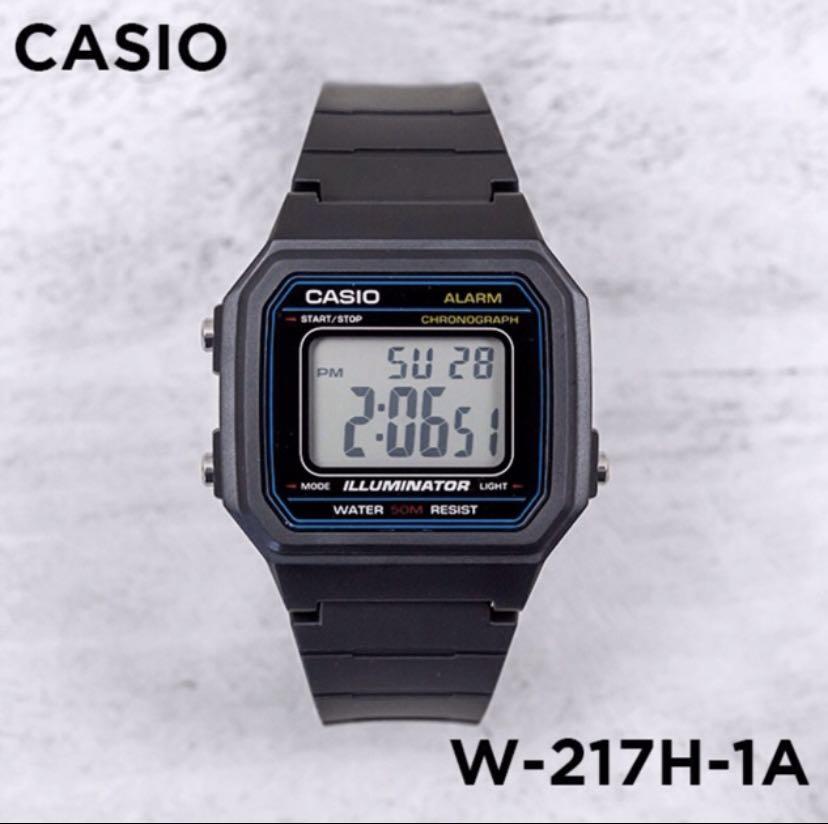 Casio W-217H-1A Digital Quartz Illuminator W217H-1A Black Strap Watch ...