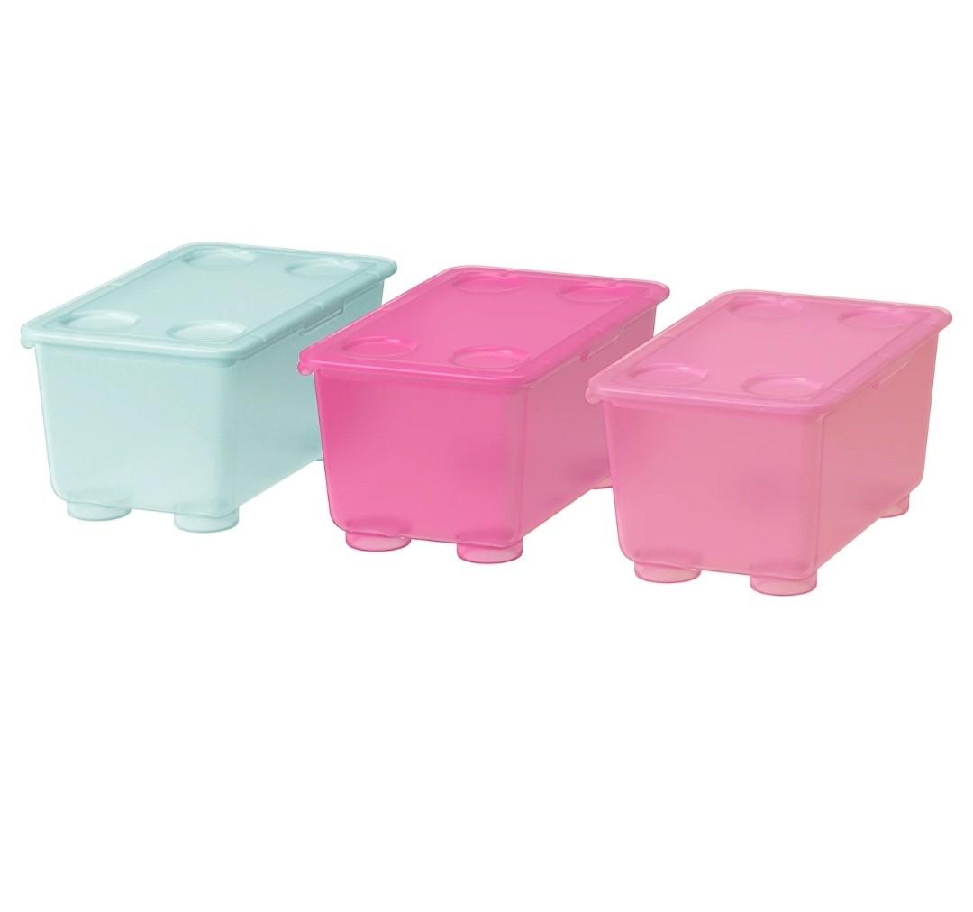 IKEA GLIS Storage Box with Lid 3-piece, Furniture & Home Living, Home ...