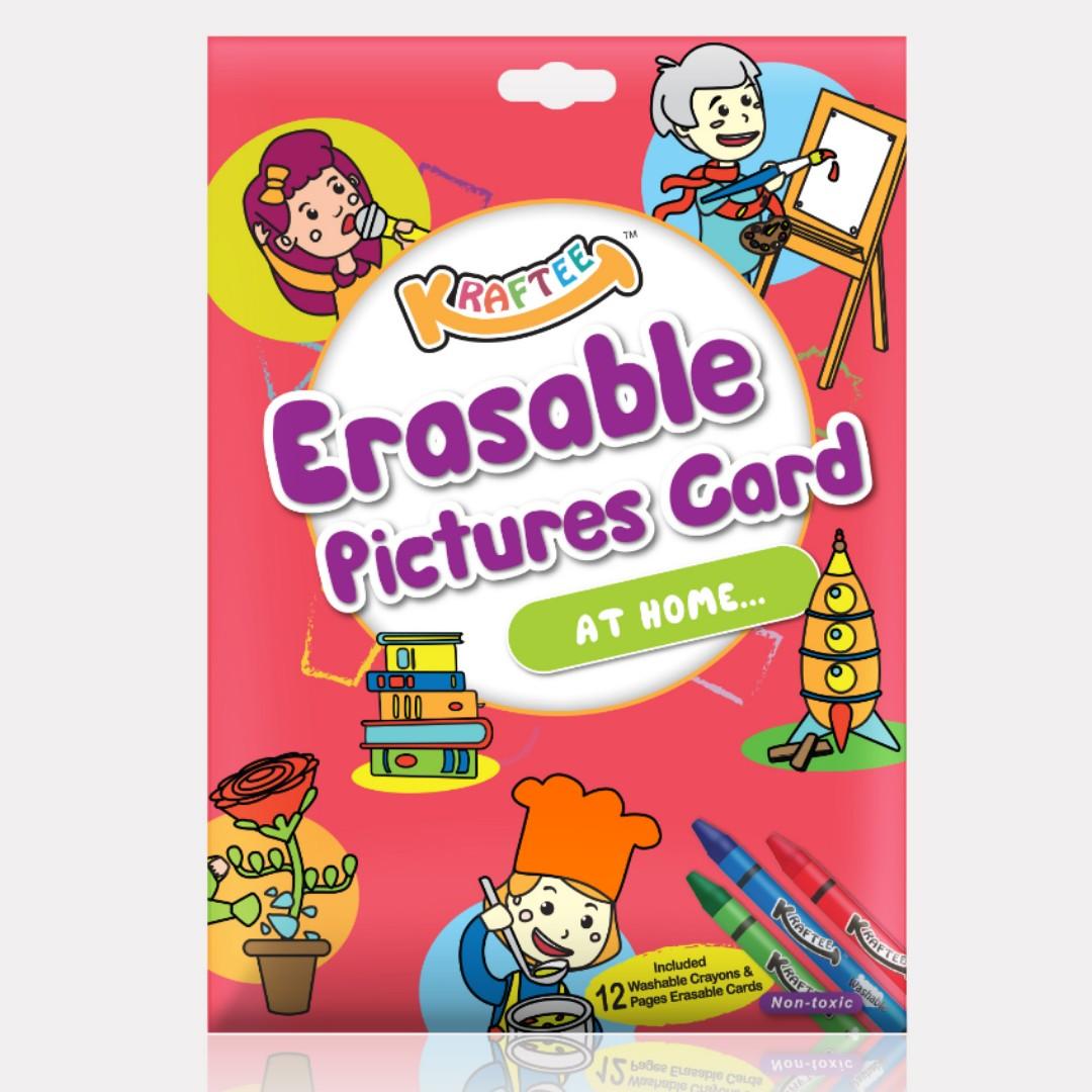 Kraftee Erasable Pictures card with crayons, Hobbies & Toys, Books ...
