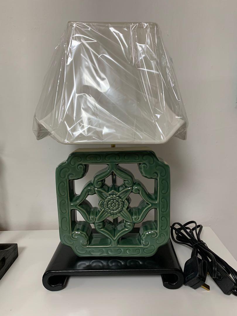 Green glazed Peranakan breeze block tile Table Lamp, Furniture & Home ...