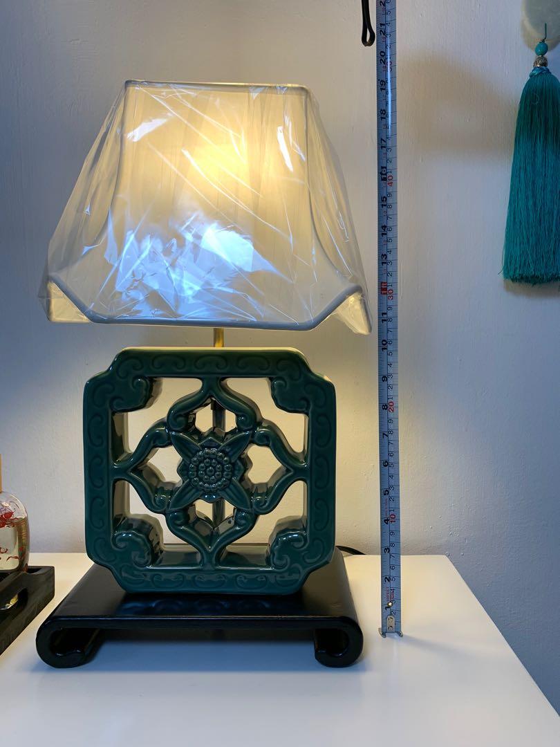 Green glazed Peranakan breeze block tile Table Lamp, Furniture & Home ...