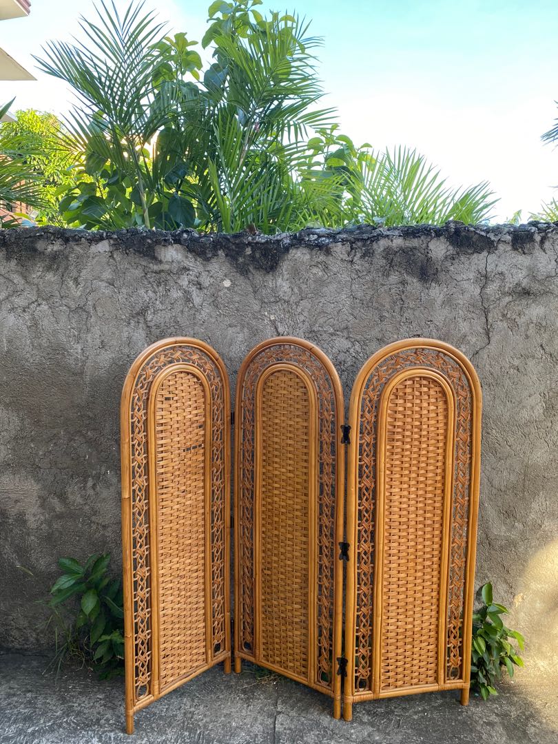 rattan 3 panel partition, Furniture & Home Living, Home Decor, Wall ...