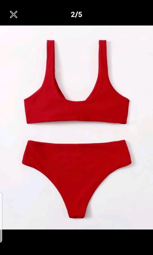 Red Swimsuit, Women's Fashion, Swimwear, Bikinis & Swimsuits on Carousell