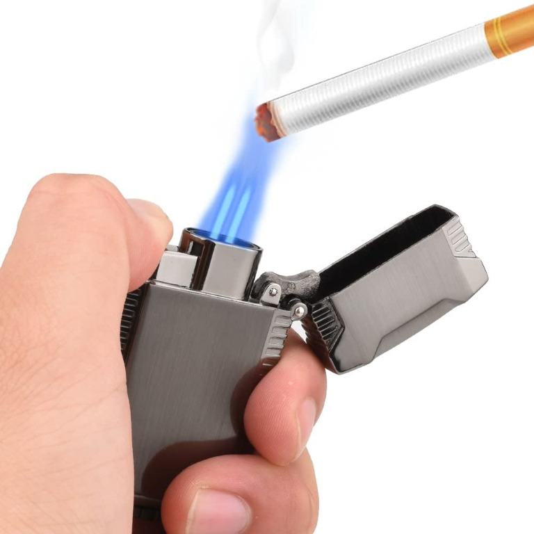 TOPKAY Double Jet Lighter, Windproof Butane Gas Cigarette Lighter ...